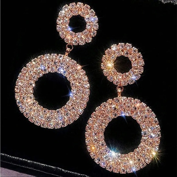 Jewelry | New Rhinestone Double Hoops Earrings | Poshmark